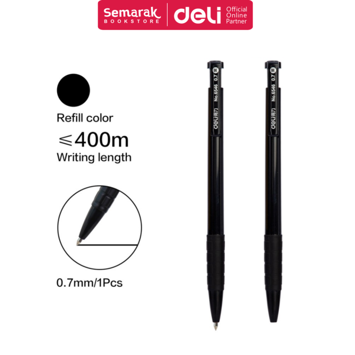 Deli 6546 Ballpoint Retractable Pen Pulpen Cetek Halus 0.7 mm - Warna ...