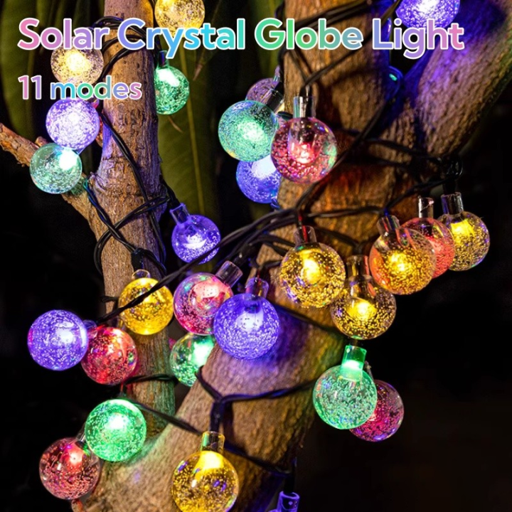 Solar Crystal Globe Light String LED Fairy Light Outdoor Waterproof 11 ...
