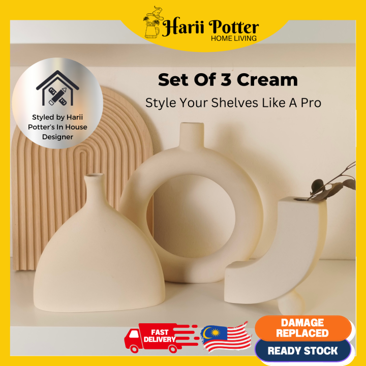 Aesthetic Set Ceramic Vase Nordic Display Shelf Home Decoration Living ...