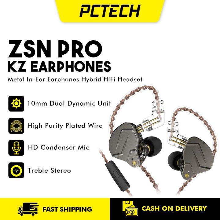 Kz Zsn Pro X Metal Wired Earphones with Mic 1ba+1dd Hybrid Technology ...