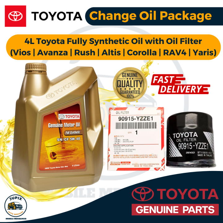 Toyota Fully Synthetic Engine Oil 5W-40 [4 Liters + Oil Filter] Oil ...