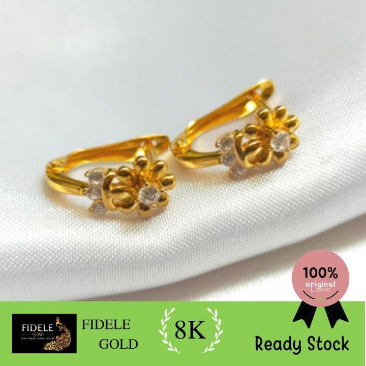 Anting emas Bunga Cantik Anting Emas 375 Kadar muda anting klep ...