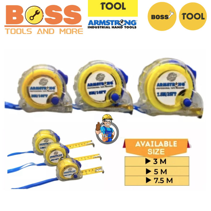 ARMSTRONG TAPE MEASURE Heavy & Standard 3M , 5M , 7.5M/ Ruller Measure ...