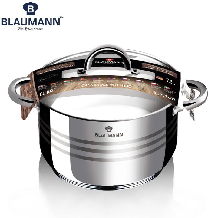 Blaumann 8000 ML Induction Stainless Steel Shallow Pot with Lid ...