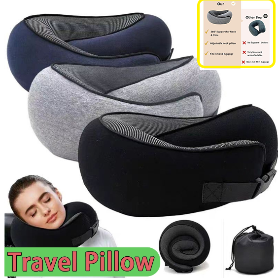 Travel Pillow 100% Pure Neck Pillow Memory Foam Comfortable ...