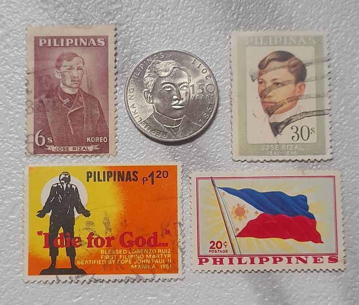 Philippine Postage Stamp set: Jose Rizal, Beatification of Lorenzo Ruiz, & Philippines Flag ...