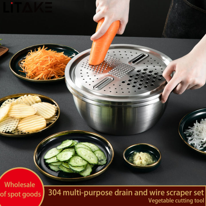 Multifunction Stainless Steel Basin Stainless Steel Bowls With Grater ...