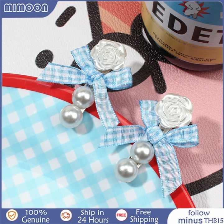 คลิปปากเป็ดทิวลิปสาวคลิปผมหน้าม้าสไตล์หวานคลิปขอบดอกไม้มุก MIMOON | Lazada.co.th