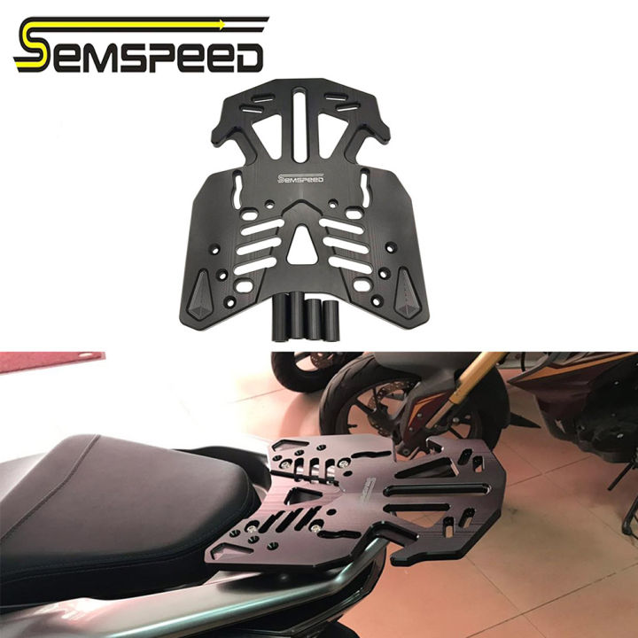 SEMSPEED Motorcycle Rear Luggage Cargo Box Shelf Support Carrier Tail ...