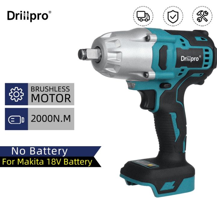 Drillpro 1/2" Wrench Power Tools Cordless 2000N.M 1500RPM Electric Impact Wrench Rechargeable ...