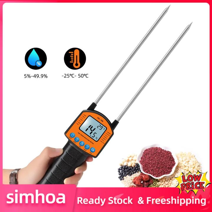 simhoa Portable Grain Moisture Meter Double Measuring Probe Smart ...