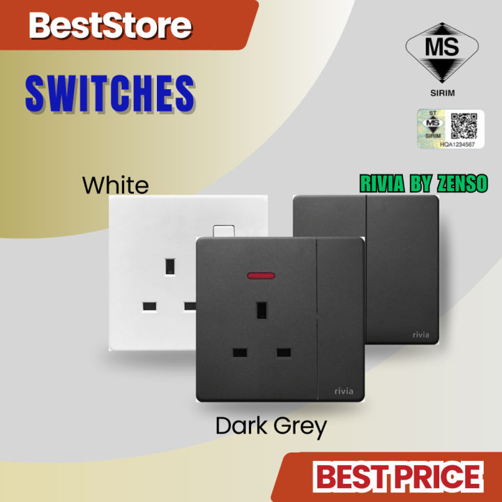 [SIRIM] RIVIA ZENSO Switch Grande White/Grey Switches Socket Wall ...
