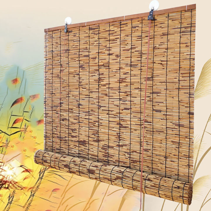 Reed Blinds Reed Blackout Wooden Slan Sunscreen Reed Curtain Shade ...
