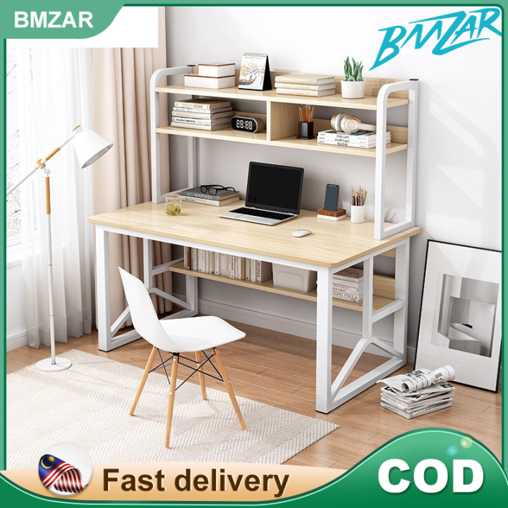 BMZAR Computer Table with Book Shelf Meja Belajar Student Study Desk ...