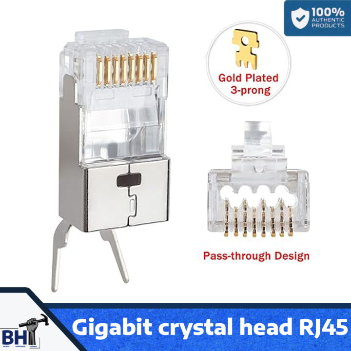 BHT || Gigabit Crystal Head/ RJ45 Pass Through Connectors/ Super ...