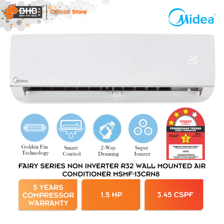 Midea Fairy Series Non Inverter R32 Wall Mounted Air Conditioner 1.5 HP ...