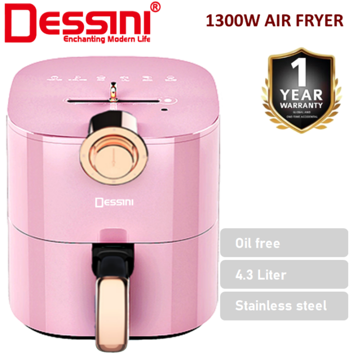 【ORIGINAL】 DESSINI ITALY 4.3L Electric Air Fryer Timer Oven Cooker Non ...