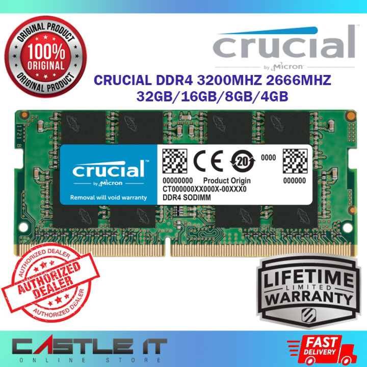 Crucial DDR4 32GB / 16GB / 8GB / 4GB - 3200MHZ / 2666MHZ PC3200 PC2666 Laptop Notebook RAM ...