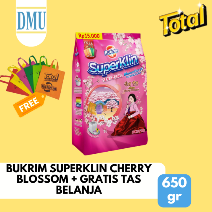 Sabun Detergent Bubuk BuKrim Sensasi Cherry Blossom 650gr + Gratis Tas ...