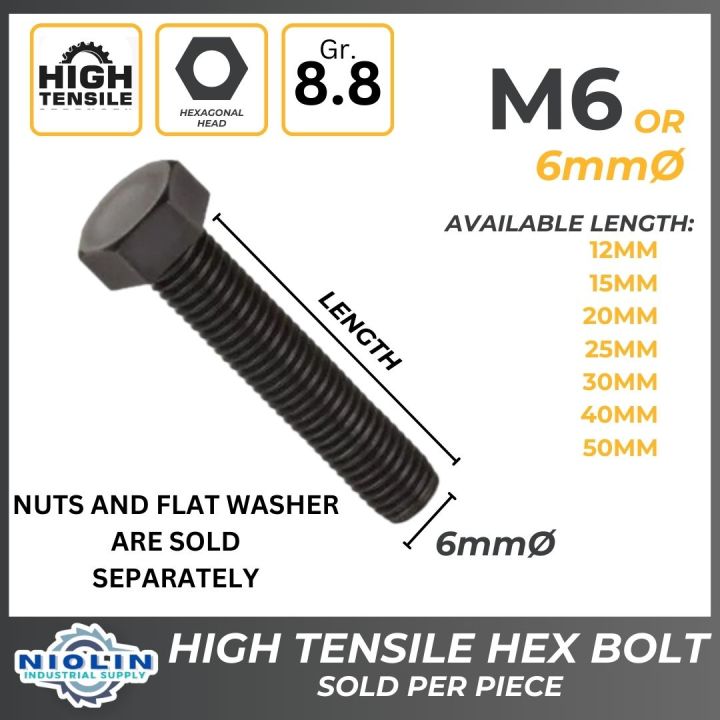 6MM HIGH TENSILE HEX BOLT, NUT & FLAT WASHER | Lazada PH