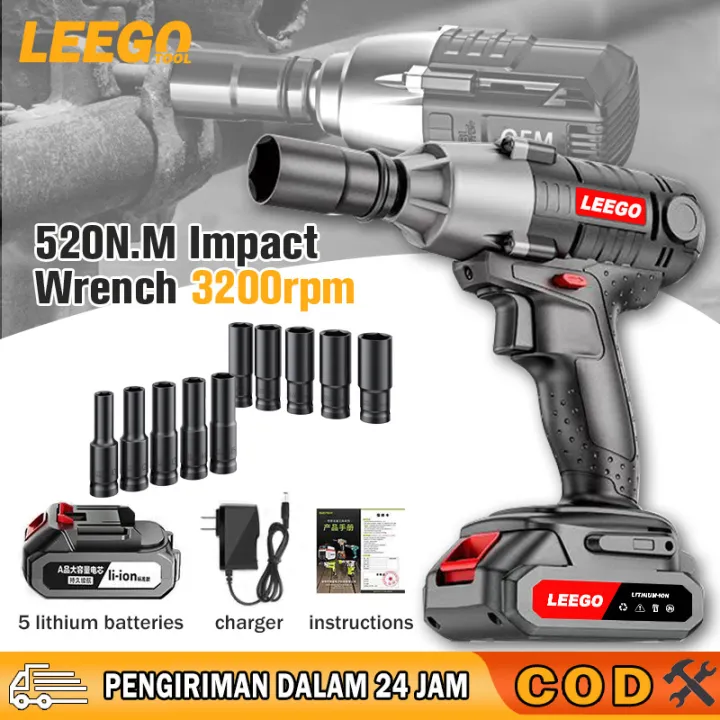 Impact Wrench 21V Impact Tool Full Set Impact Wrench Cordless Kunci ...