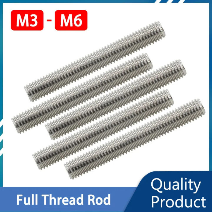304 Stainless Steel Full Threaded Bar Fully Metric Thread Rod Screw M3 ...
