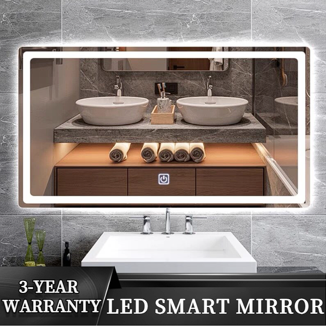 Nordic smart LED bathroom mirror wall-mounted waterproof makeup mirror ...