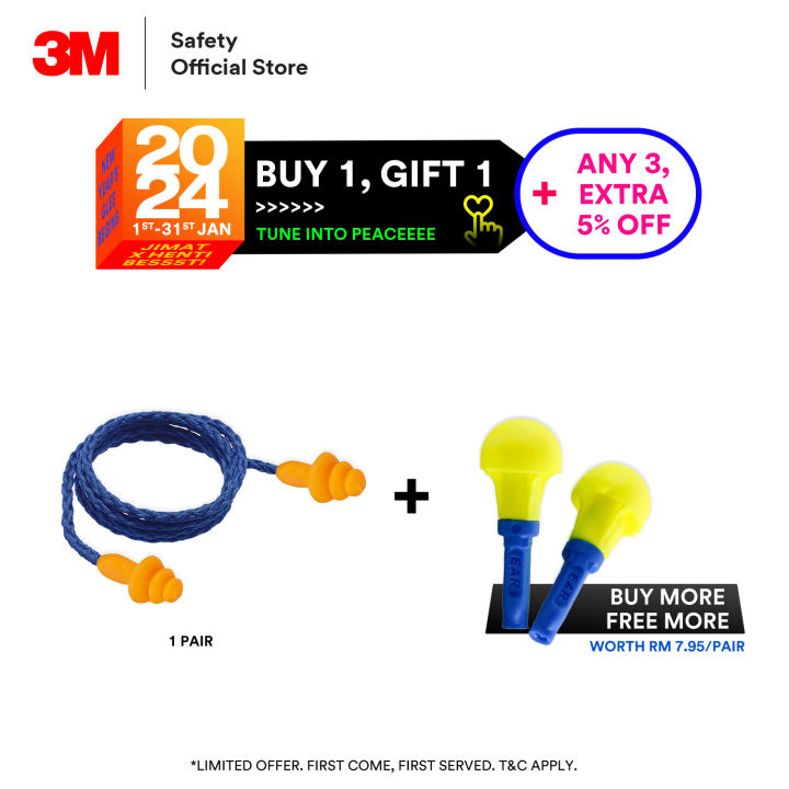 3M 1271 Reusable Earplugs/ Corded/ Optional Storage Case/SNR 26 dB ...