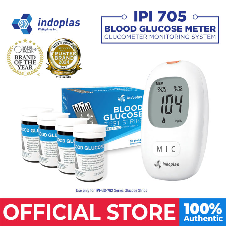 Indoplas Blood Glucose Meter Glucometer Monitoring System IPI-705 + 2 ...