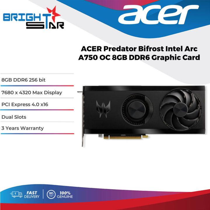 ACER Predator Bifrost Intel Arc A750 OC 8GB DDR6 256 Bit Graphic Card ...