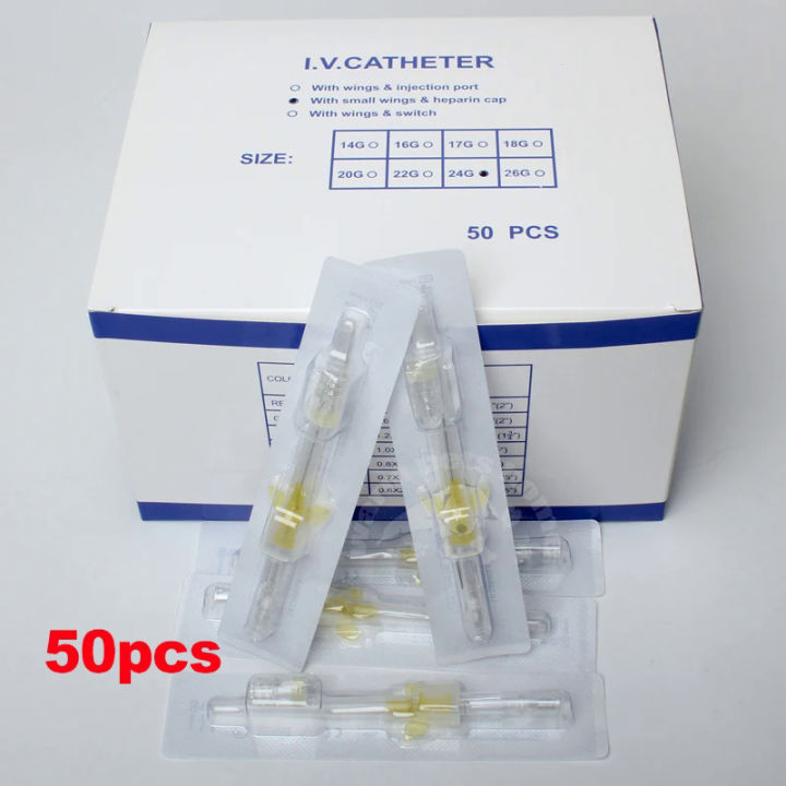 50pcs Sterile IV Cannula With Heparin Cap Butterfly IV Cannula ...