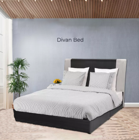 Allium Divan/ Katil / Bed frame (Headboard + Box) ( PVC Leather) Queen ...