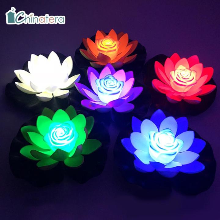 [Chinatera] LED Colorful Lotus Light Waterproof Floating Lotus Light ...