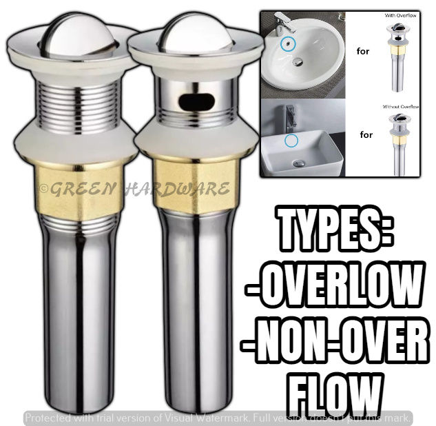 1PCS With Overflow Brass Bathroom Lavatory Kitchen Sink Pop Up Drain ...