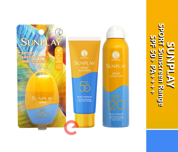 Sunplay Sport 120 Sunscreen SPF50+ PA+++ For Face & Body ( UV Body Mist 165ML / Cream 80G / 30G ...