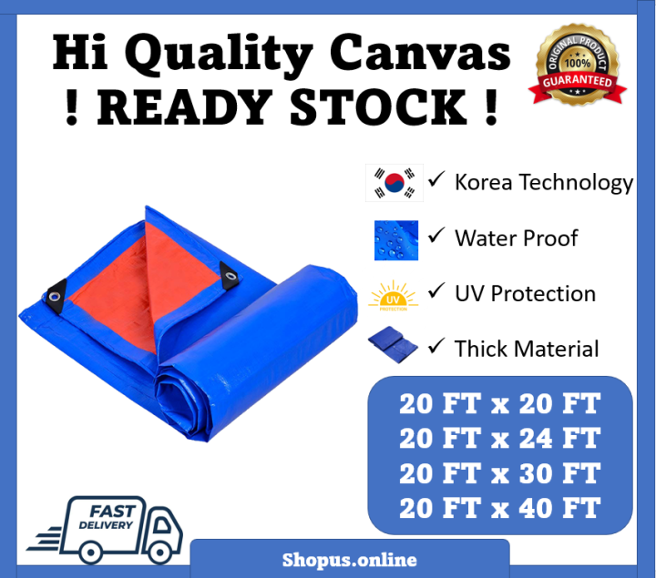 Canvas 20FT Blue Orange Water Resistance Waterproof Flexible Sheet ...