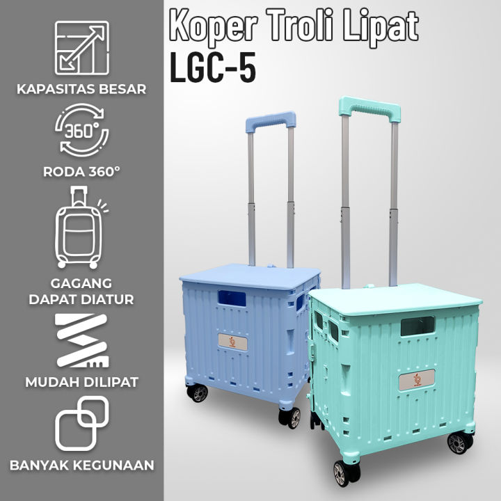 Troli Belanja Lipat Portable / Folded Shopping Trolley Keranjang ...