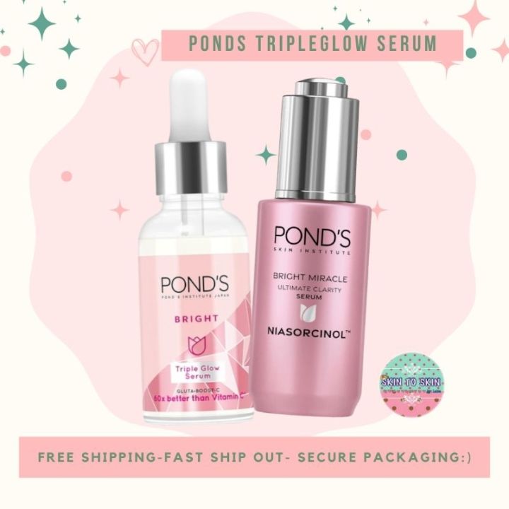 POND'S Bright Triple Glow Facial Serum with Gluta Boost and Niacinamide ...