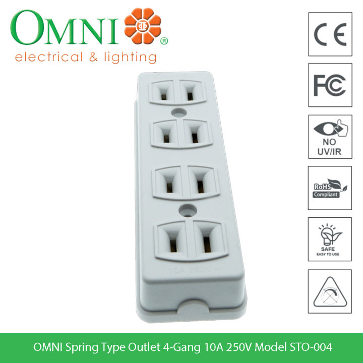 OMNI Spring Type Outlet 4-Gang 10A 250V Model STO-004 | Lazada PH
