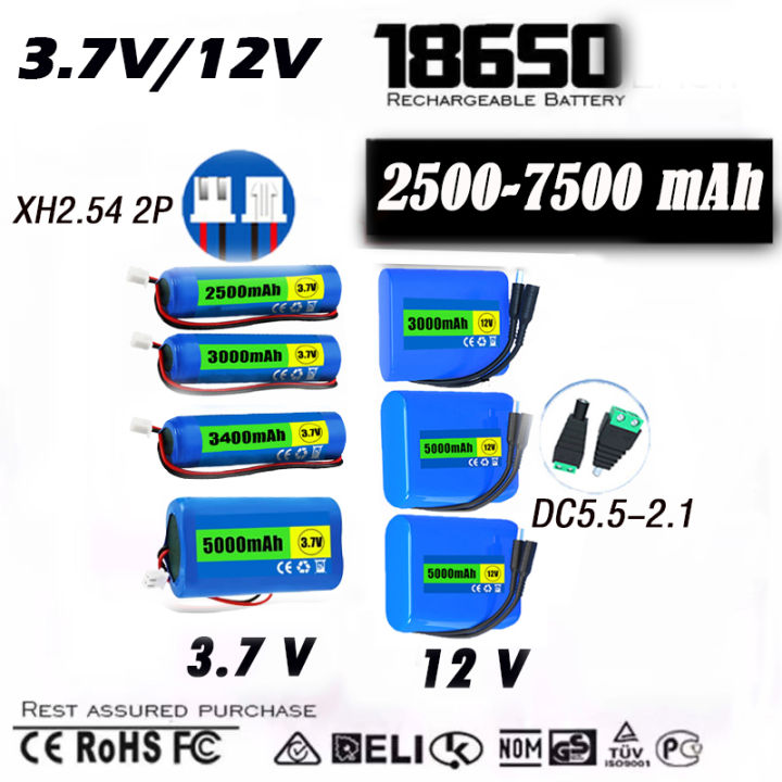 Lithium Battery Rechargeable 18650 Portable Mini 3.7V/12V 2500-7500mah ...