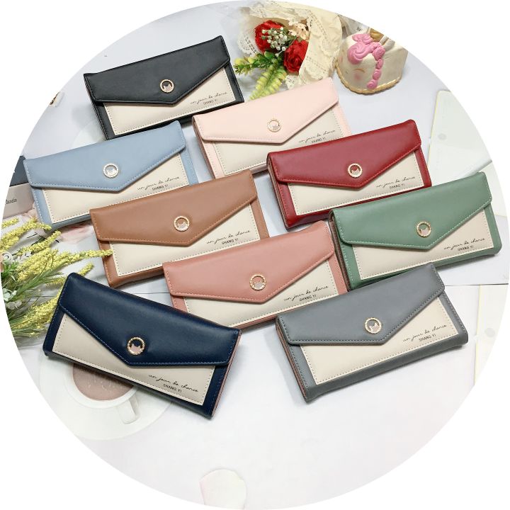 D358##กระเป๋าตัง กระเป๋า2พับยาว ผู้หญิงกระเป๋าสตางค์ มีหนังนุ่ม519 ...