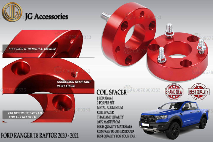 FORD RANGER T8 RAPTOR 2020 TO 2025 ( 32MM ) RED COIL SPACER / FRONT ...