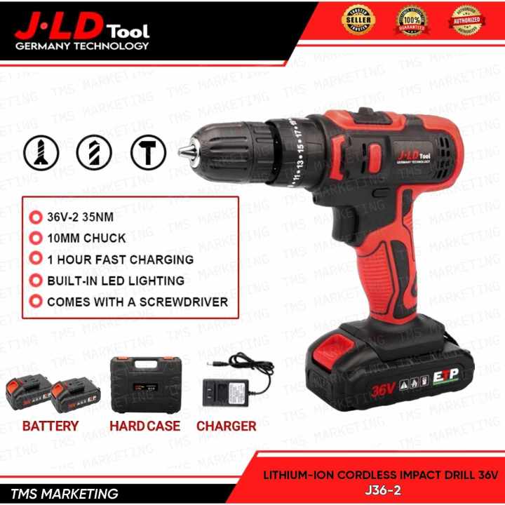 JLD Tools Lithium-Ion Cordless Drill 36V J36-2 | Lazada PH