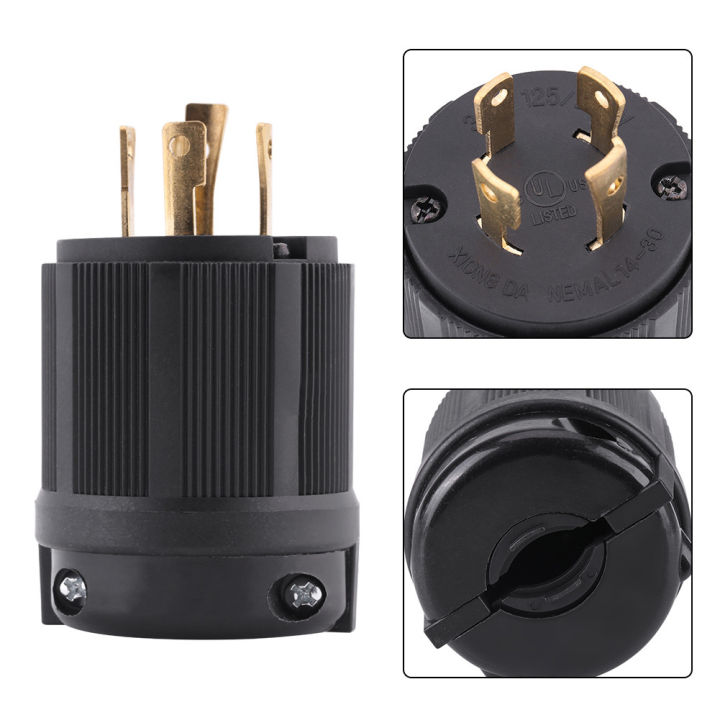 NEMA L14-30P 30A 125V-250V 4 Wire Twist Lock Electrical Plug Connector ...