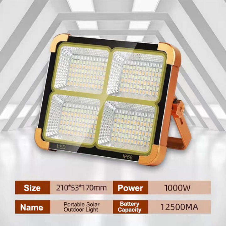 1000W Solar Emergency Light Solar Flashlight Rechargeable Outdoor ...