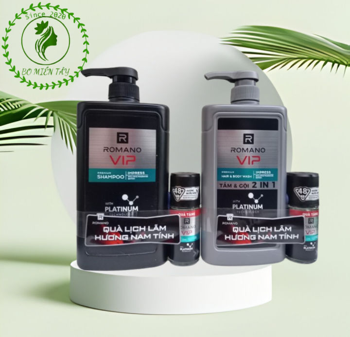 Dầu Gội/ Tắm Gội 2in1 Romano Vip Impress 650g Tặng Kèm Lăn Khử Mùi 40ml ...