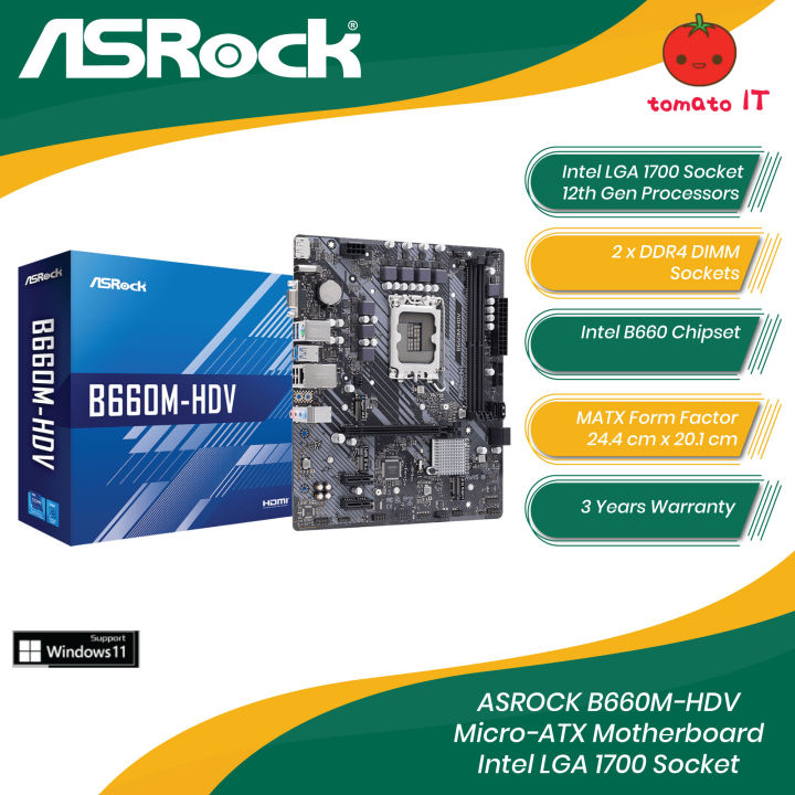 ASROCK B660M-HDV Micro-ATX Motherboard Intel LGA 1700 Socket | Lazada