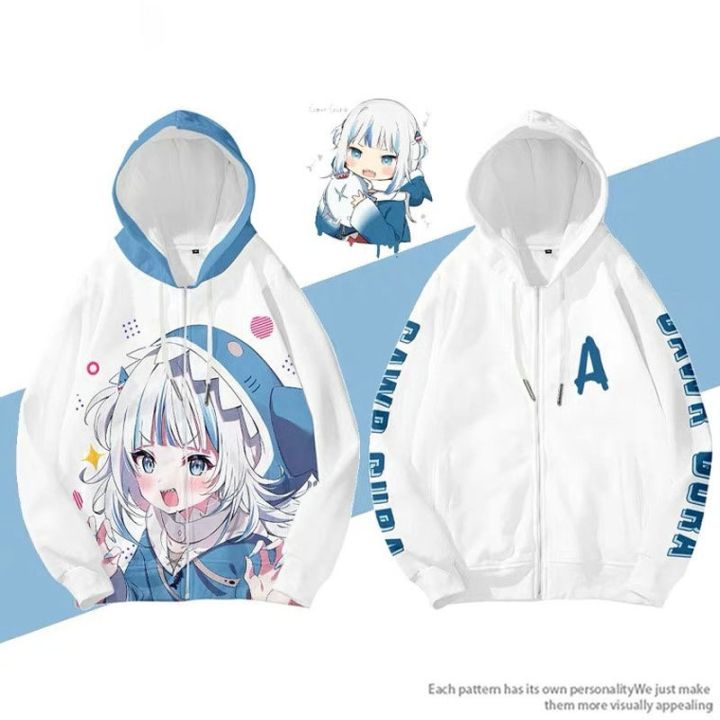 Hololive gawr gura Vtuber apex predator Merch เสื้อกันหนาว มีฮู้ด ลาย ...
