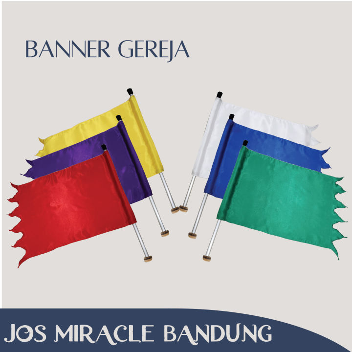 Gereja - Banners (Bendera - Stick Panjang - Bandul Kayu ) - Satin - JMB ...