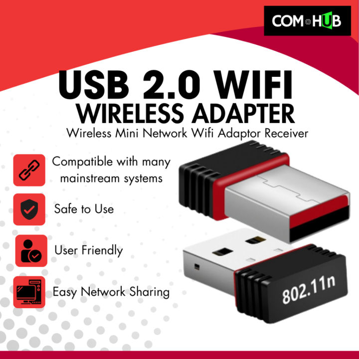Cm Hub PC | USB 2.0 Wireless WiFi Adapter 802.11n 150mbps Mini Dongle Receiver Fast Speed Lan ...